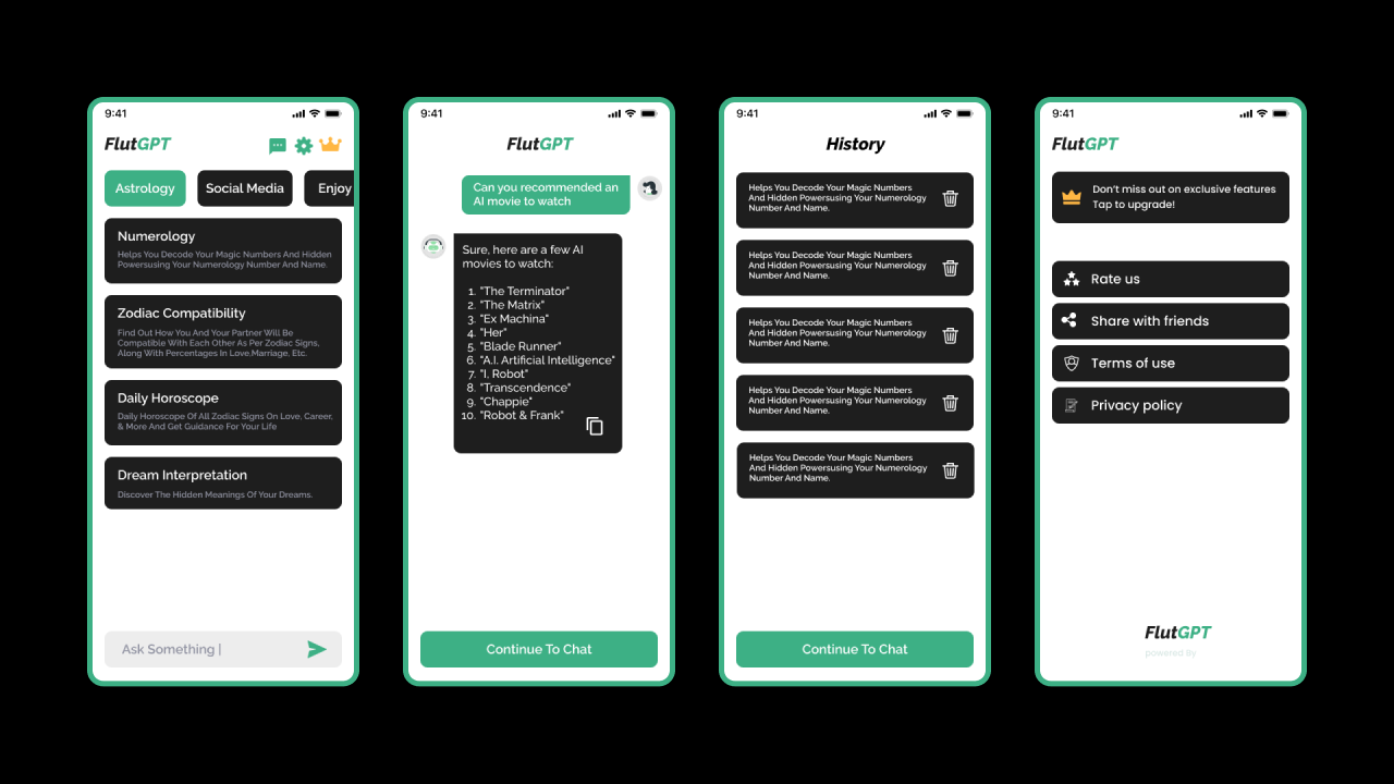 FlutGpt - ChatGPT Flutter Full Application | Art Generator | ADMOB | Subscription Plan by ...